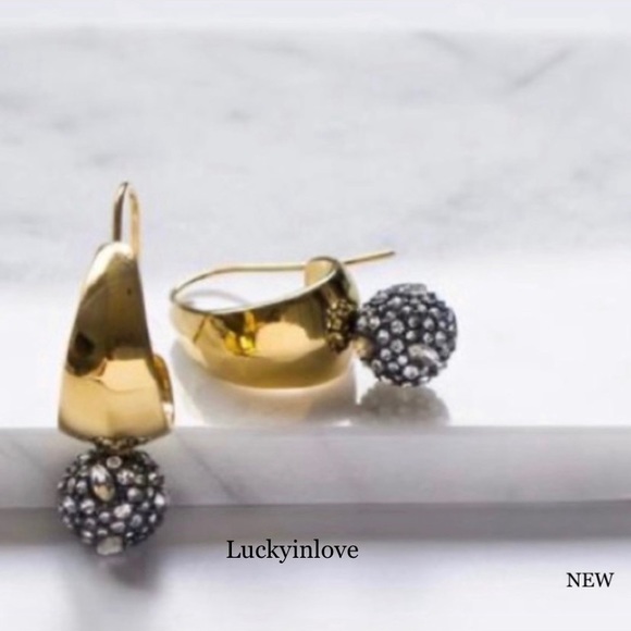 Alexis Bittar | Jewelry | Alexis Bittar Sculpted Hoop Pave Set Crystal ...